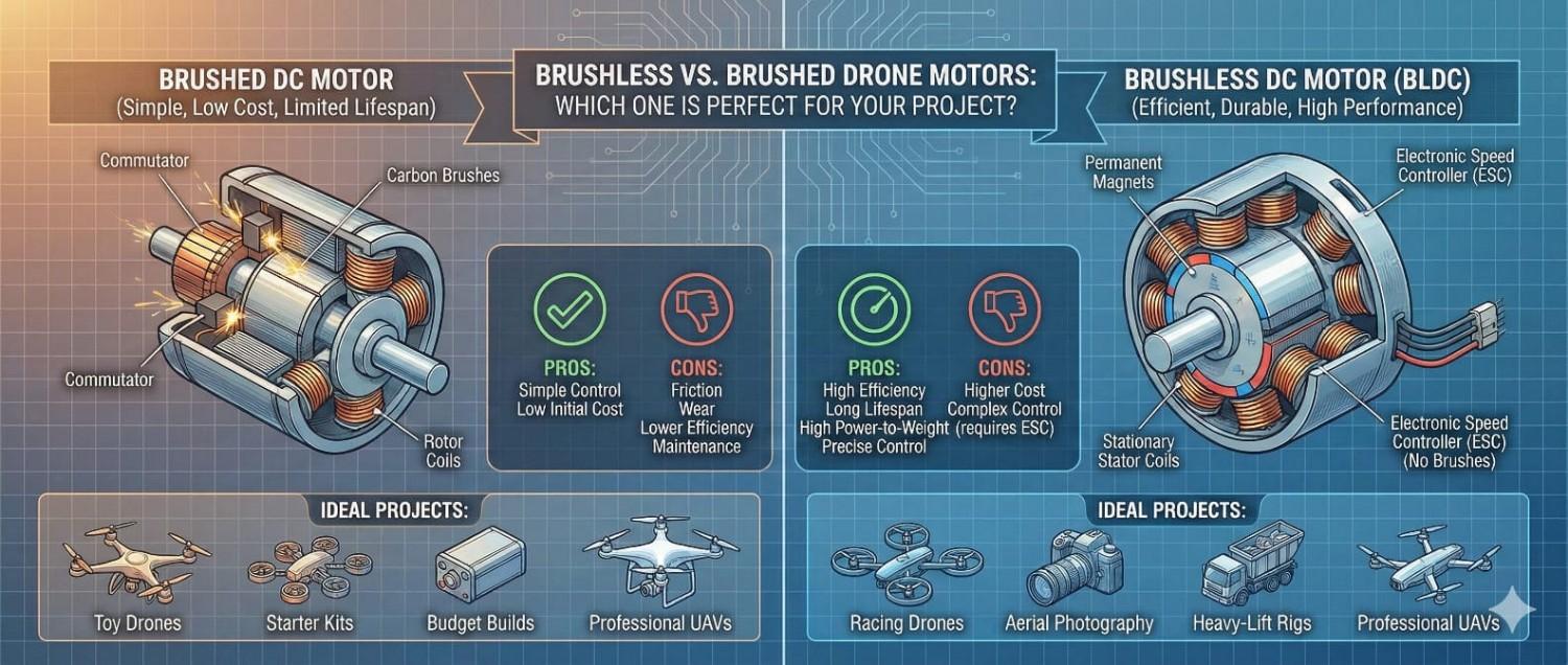 Drone Motors Explained: Brushed vs Brushless - FlapOne Aviation Blog